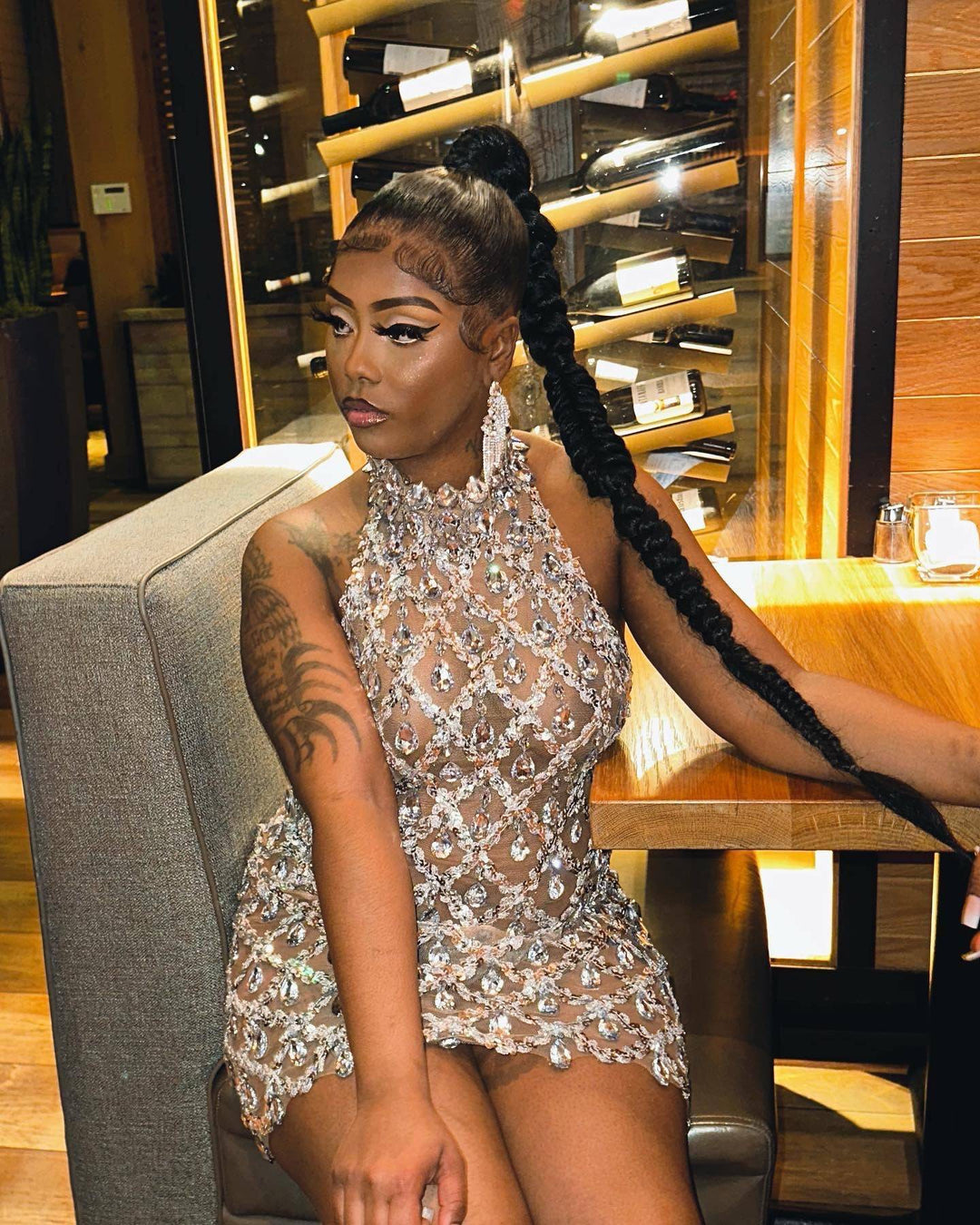 Midnight Mini Rhinestone Dress (Ready To Ship) – AMEKANA